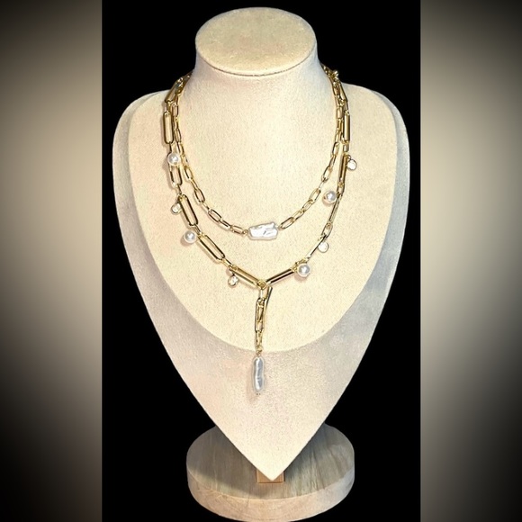 Jewelry | Gold Pearl Pendents Stacking Necklace | Poshmark